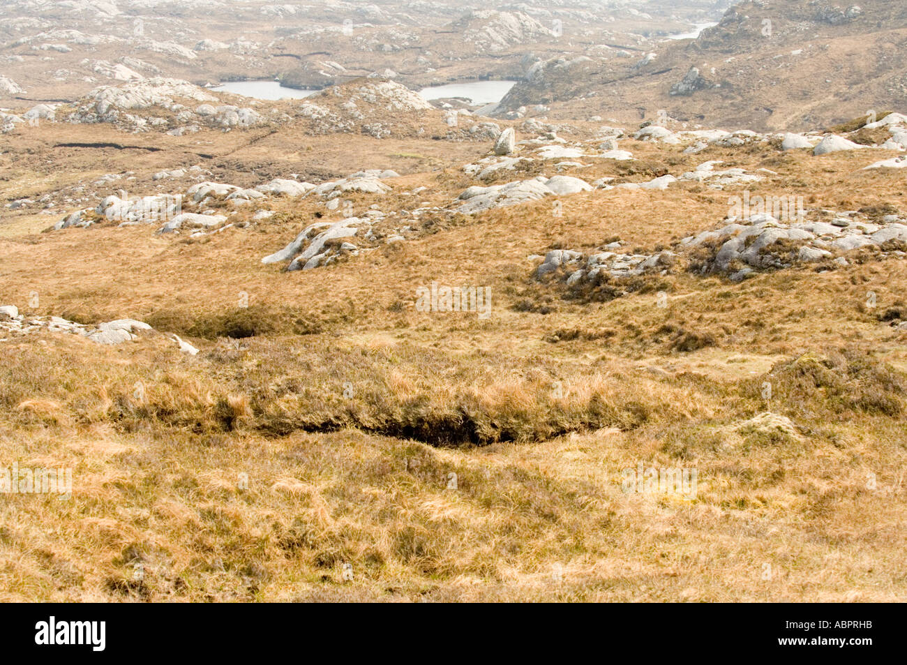 Landscape with lake and rocky outcrops, Isle of Harris, Outer Hebrides ...