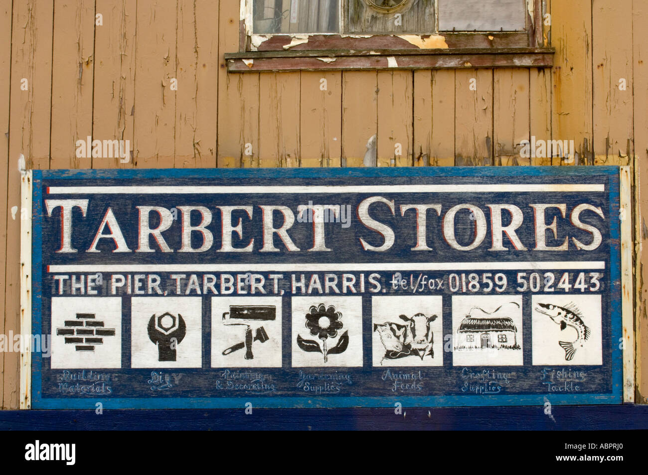 Tarbert stores, DIY shop sign, Tairbeart, Isle of Harris, Outer ...