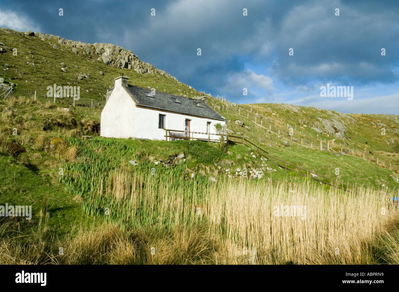 A traditional croft house in the remote village of Reinigeadale, Isle ...