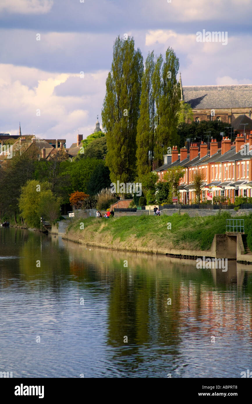 Views of the City of Worcester from the Severn way footpath alongside ...