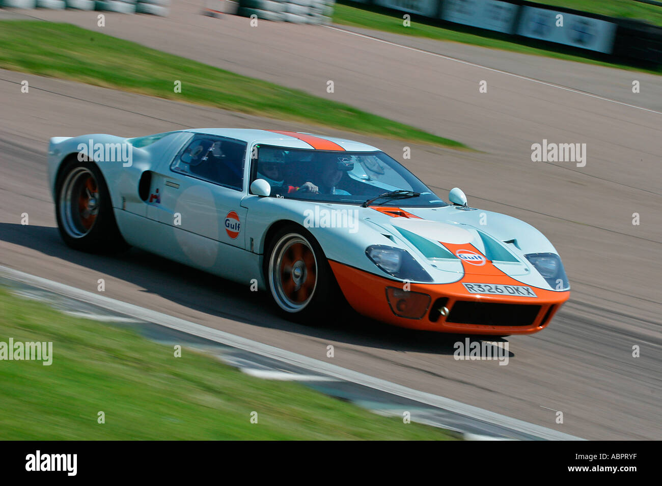 Ford GT40 R326DKX in Gulf livery at the Goodwood circuit in Sussex ...