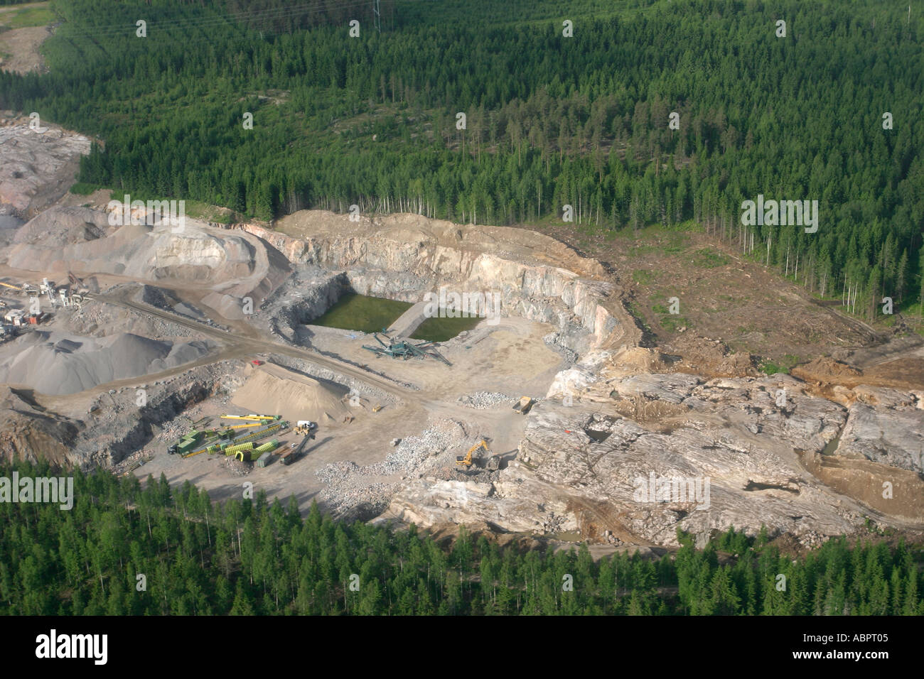 aerial view of gravel extraction area Stock Photo - Alamy