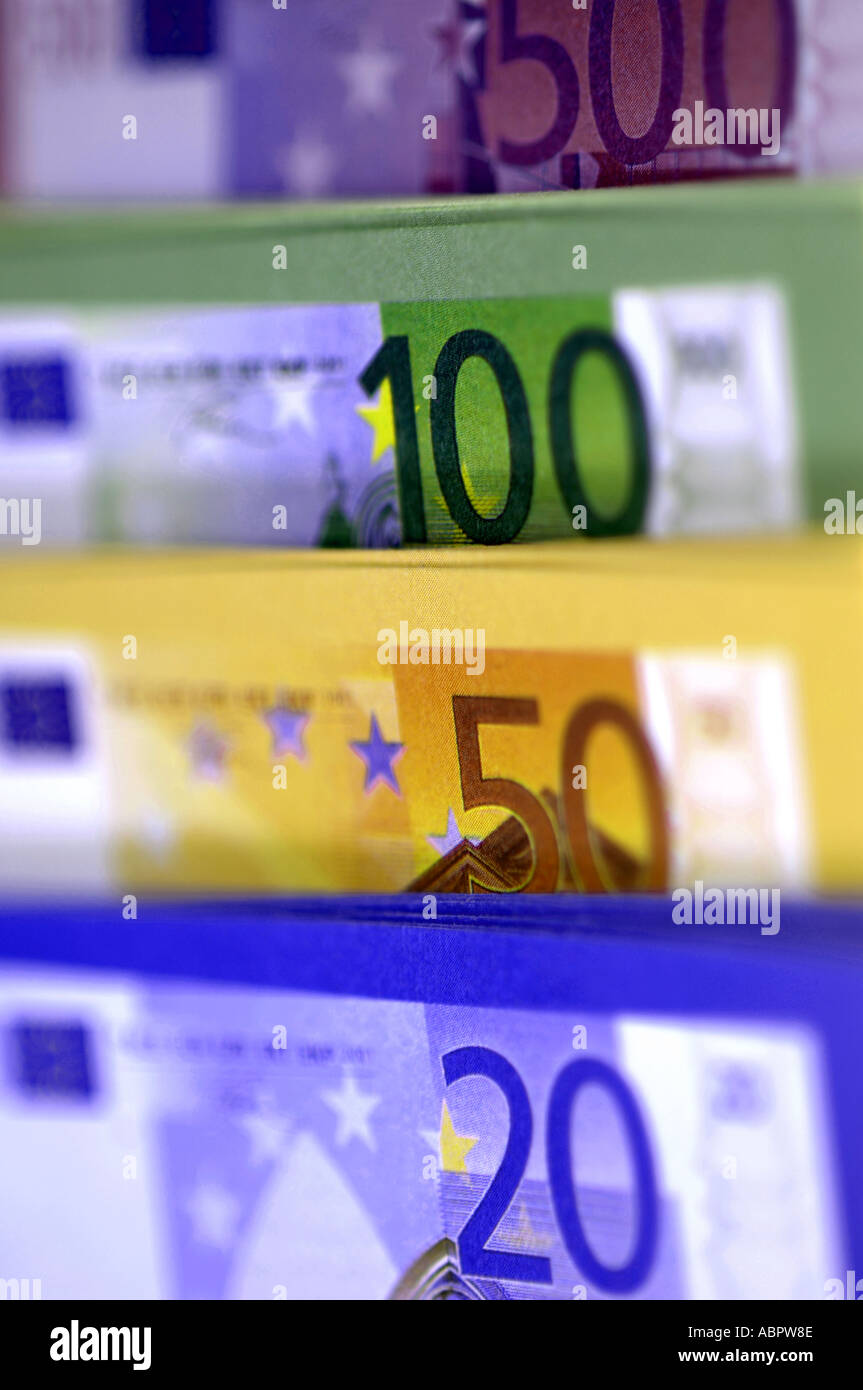 euros money notes cash 500 five hundreds brown purple 100 fifty 50 ...