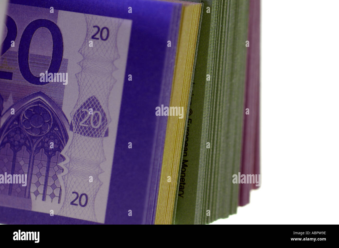 euros money notes cash wad load Stock Photo - Alamy