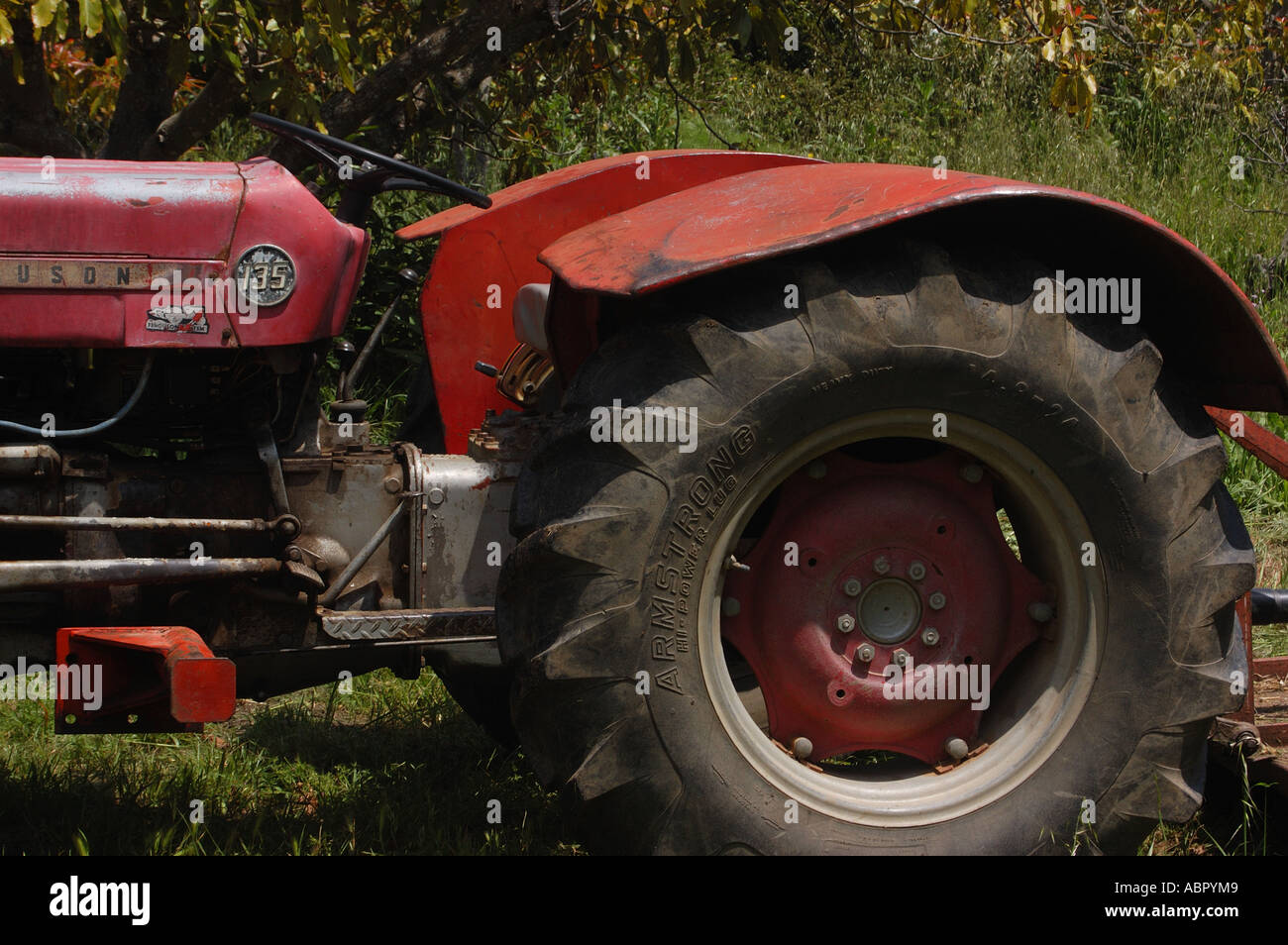 Old Red Tractor Stock Photo - Alamy
