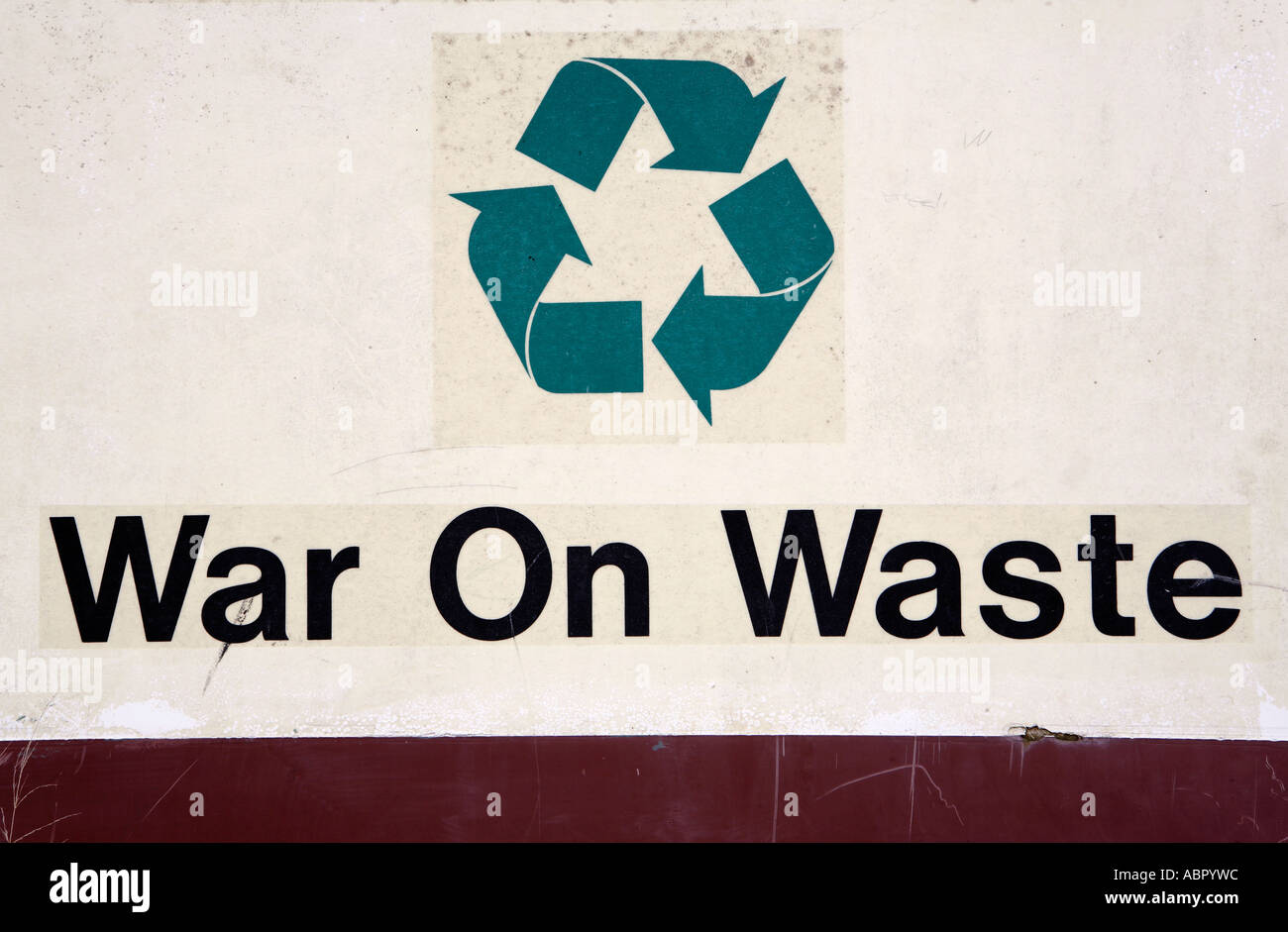 Recycling centre sign war on waste Stock Photo - Alamy