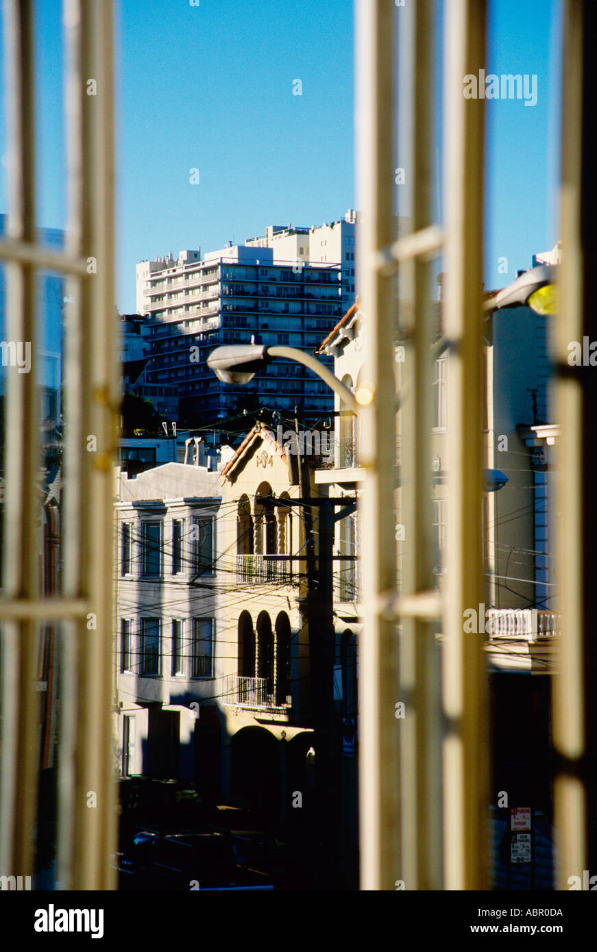 the view from a classic bay window in San Francisco California USA ...