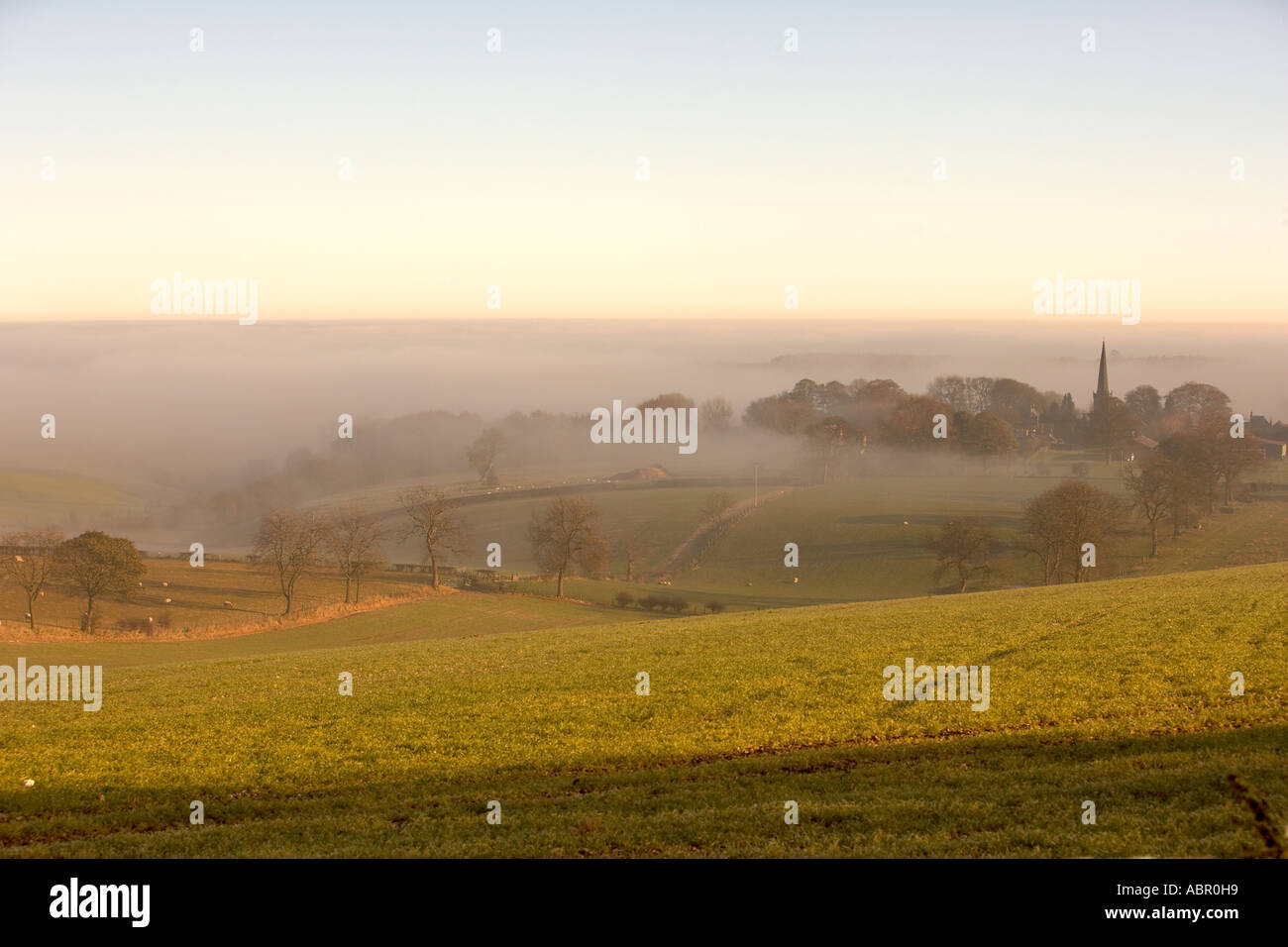 The village of Huggate set in the rolling landscape of The Wolds ...