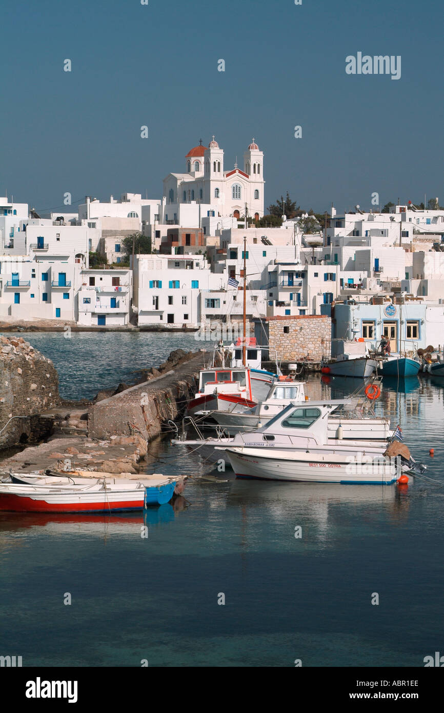 Naoussa harbour Greek Island of Paros Stock Photo - Alamy