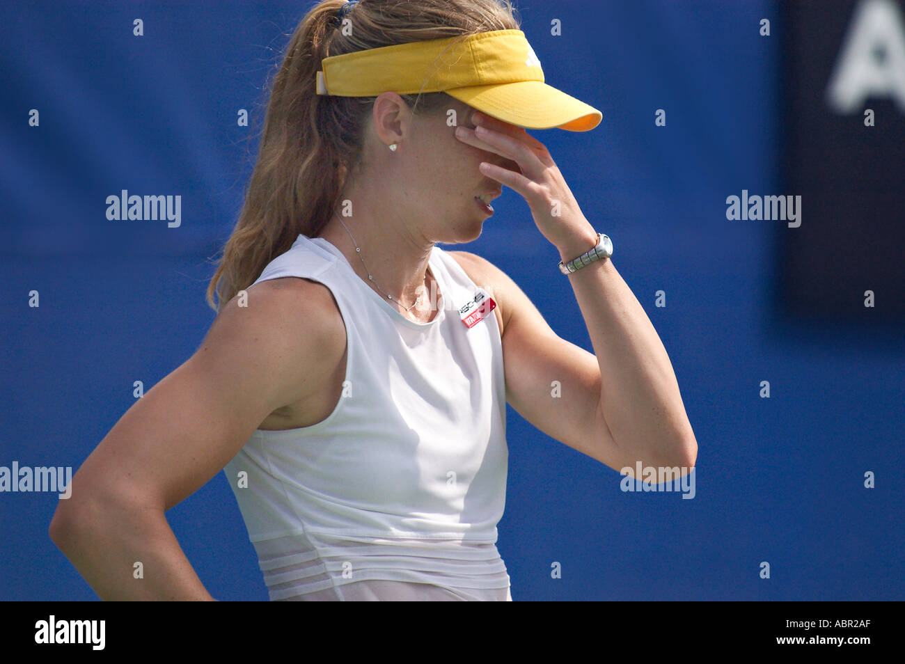 WTA professional Meghann Shaughnessy grimaces during the 2003 Acura ...