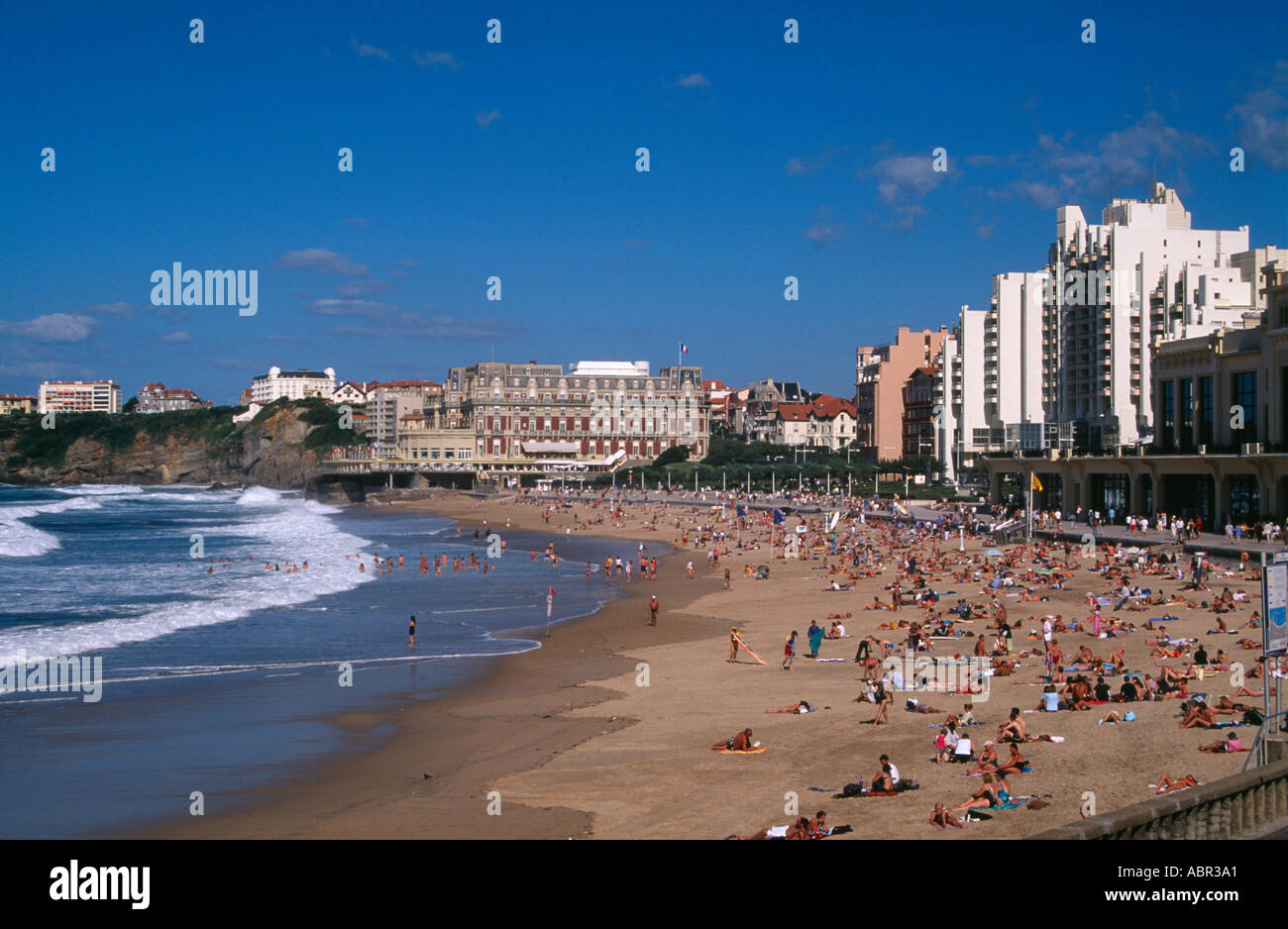 Biarritz france beach sunbathing hi-res stock photography and images ...