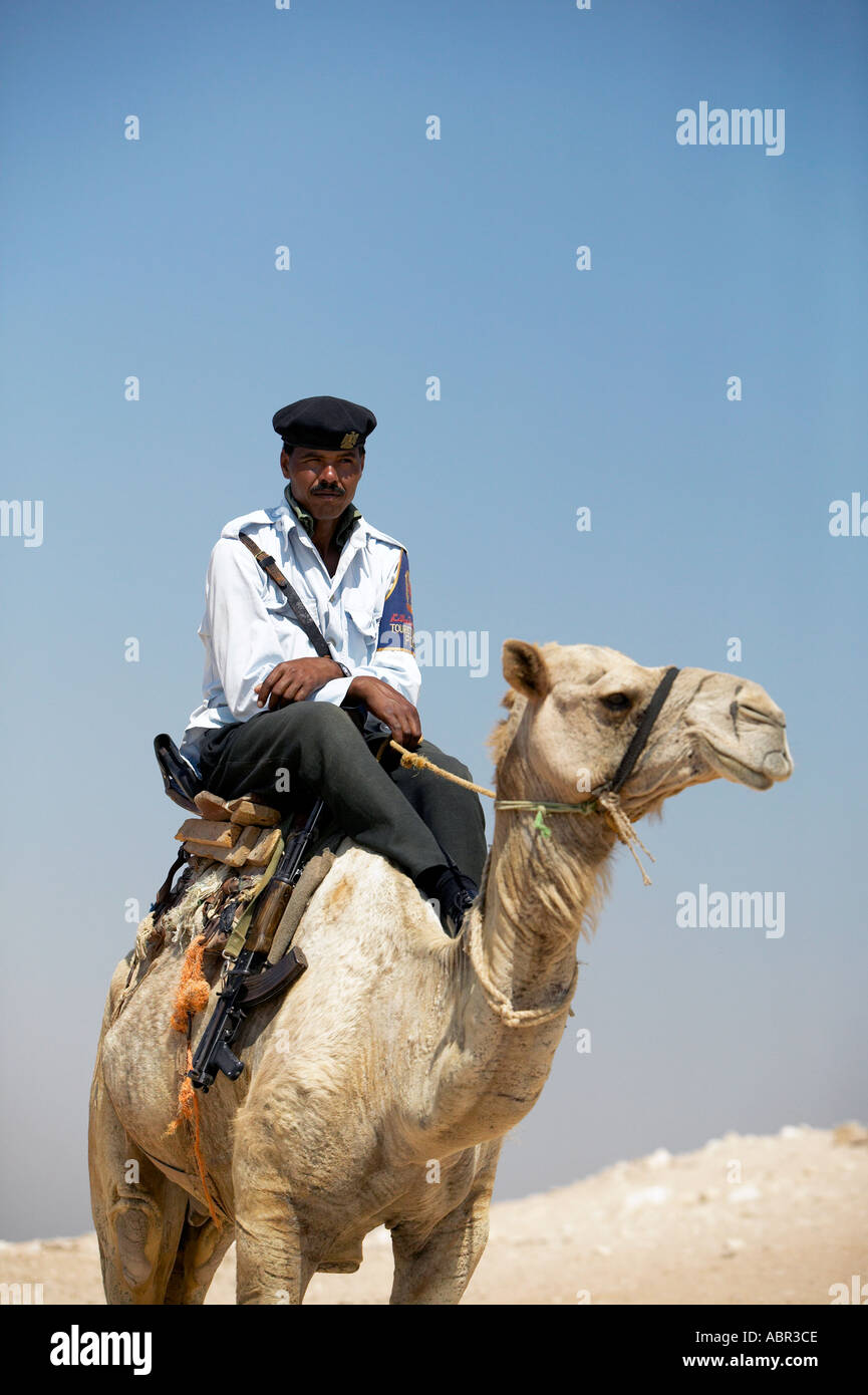 Armed policeman on camel Giza Pyramids Cairo Egypt Stock Photo - Alamy