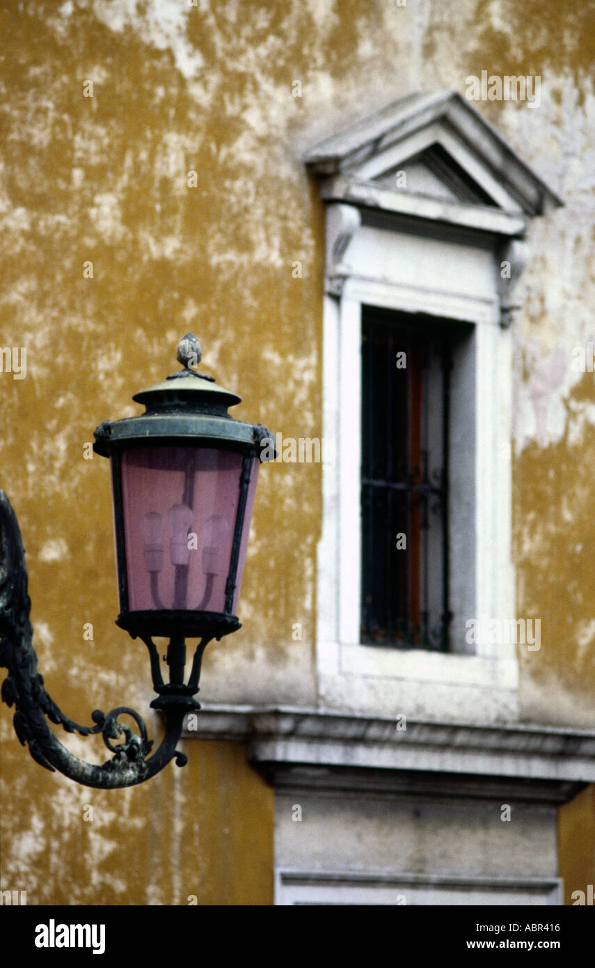Architectural detail Venice classical window with timpanum and old ...