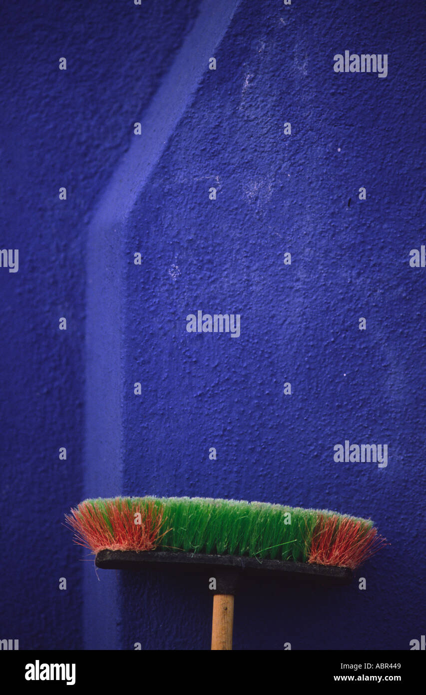 Burano Island Venice traditional blue house paint colour with brush ...