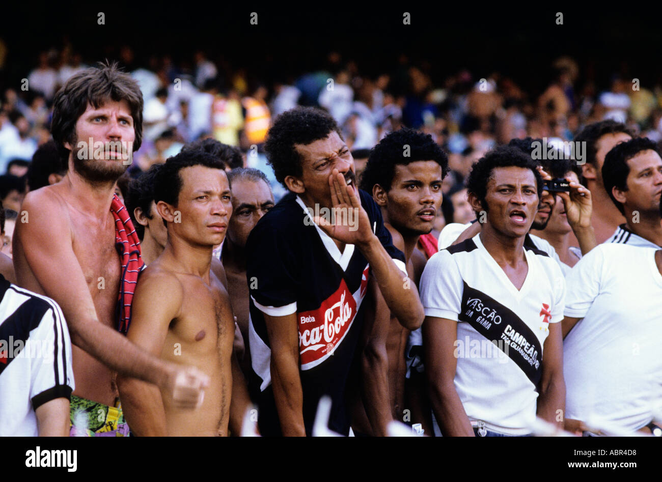 Rio de Janiero, Brazil. Poor football fans in the Maracana stadium ...