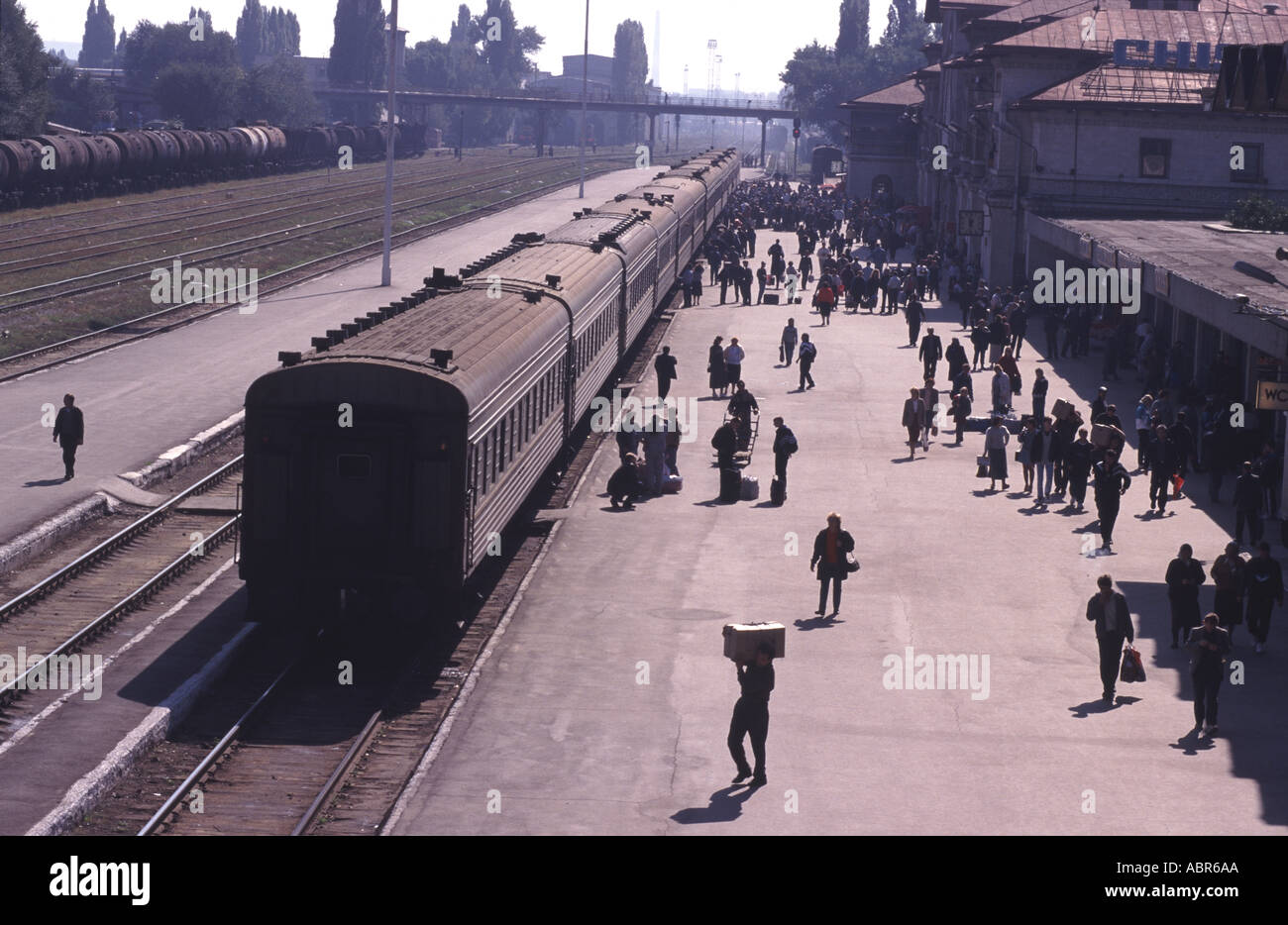 The Moscow express arrives at Kishinev railway station, Moldova Stock ...
