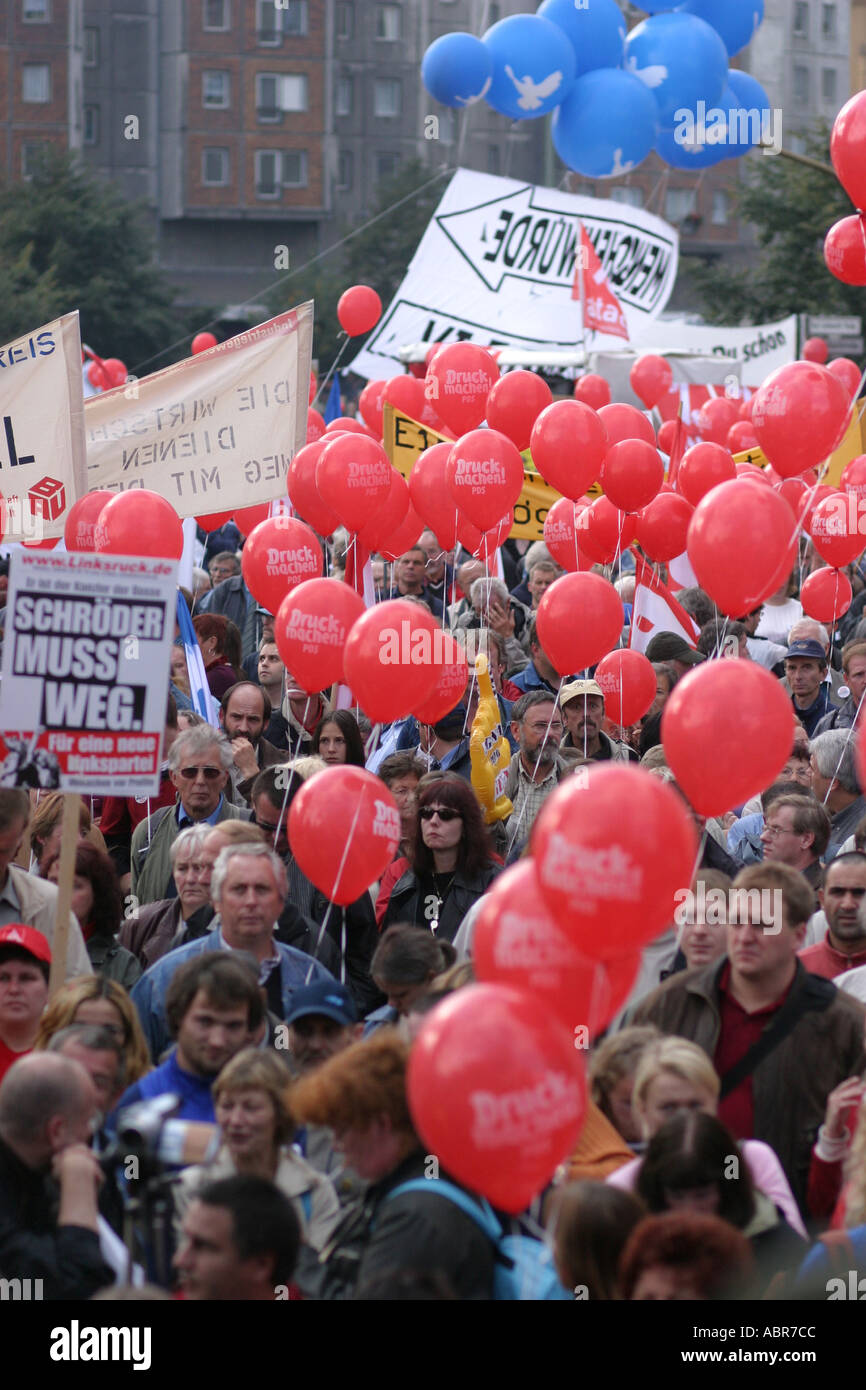 Protest march on the 15th anniversary of reunification Alexanderplatz ...