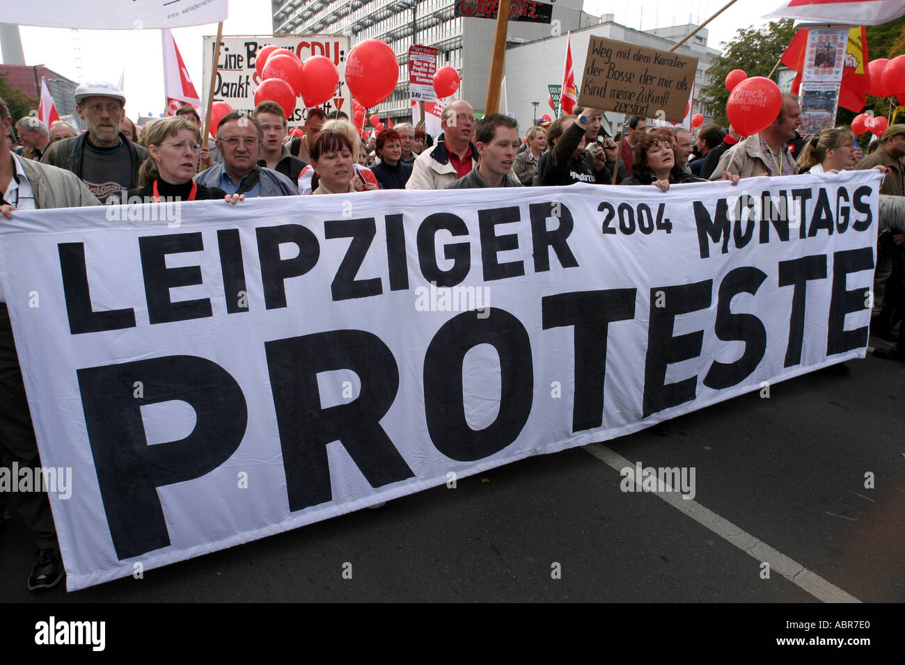 Protest march on the 15th anniversary of reunification Alexanderplatz ...