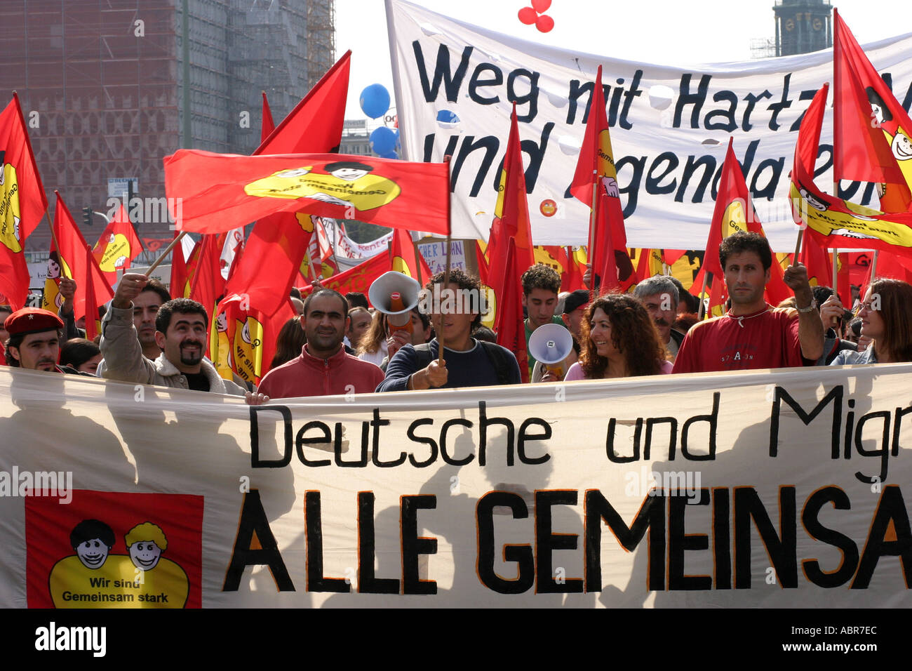 Protest march on the 15th anniversary of reunification Alexanderplatz ...