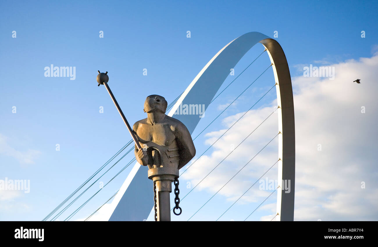 River God statue and Millenium Bridge, Newcastle upon Tyne, UK Stock ...
