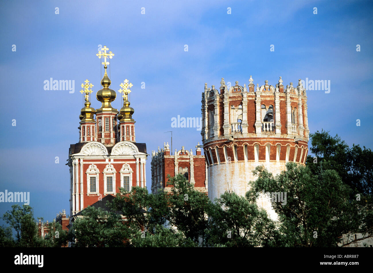 The glittering domes of the Gate Church of the Transfiguration spanning ...