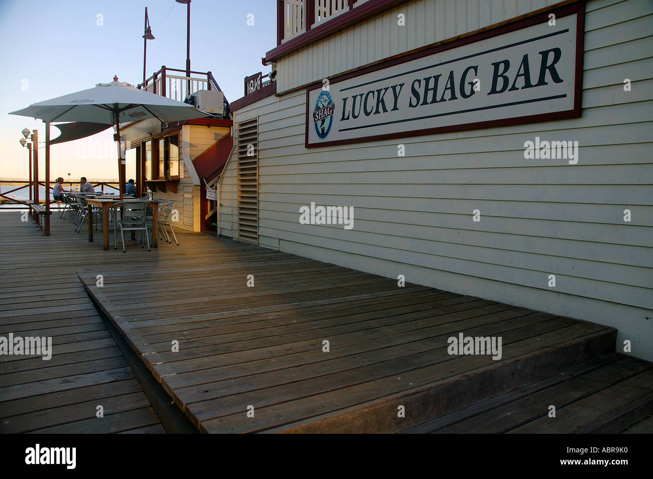 Early evening at the Lucky Shag bar on the Barrack Street Jetty Swan ...