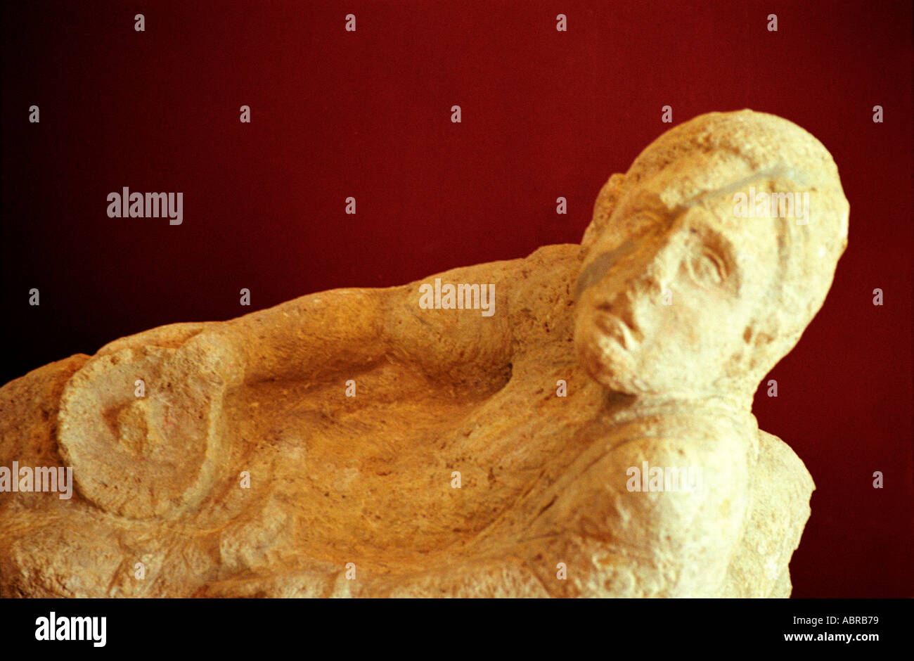 Ancient Etruscan funerary statue at a Tuscan village church Stock Photo ...