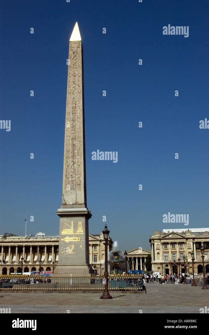 Obelisk Place de la Concorde Paris France with ornamental fountain and ...