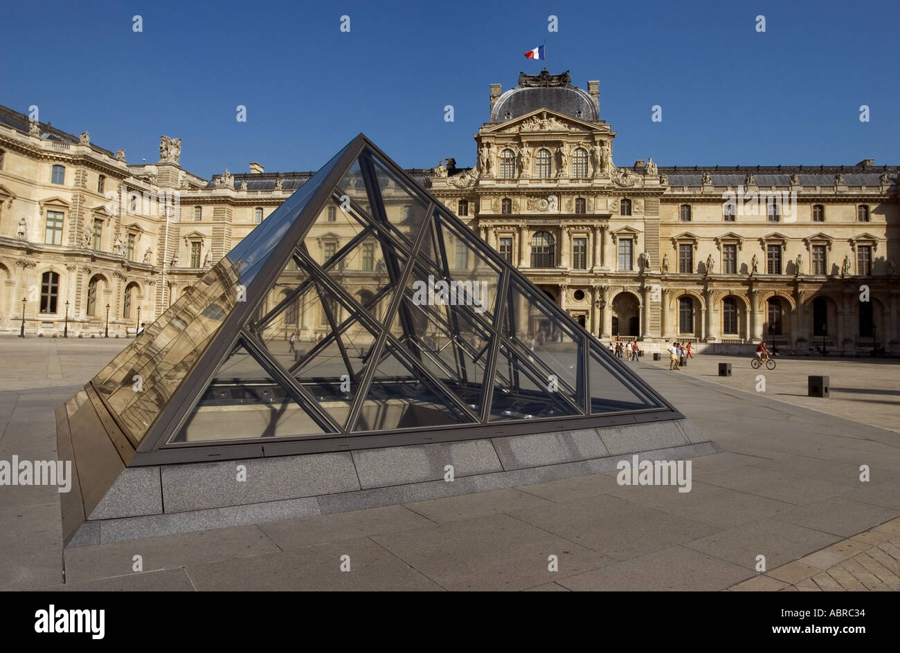 Small pyramid in courtyard of the Louvre Museum Paris France Stock ...