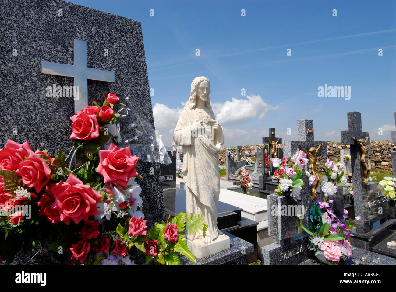 Typical small Spanish graveyard in Castilla y Leon Spain Stock Photo ...