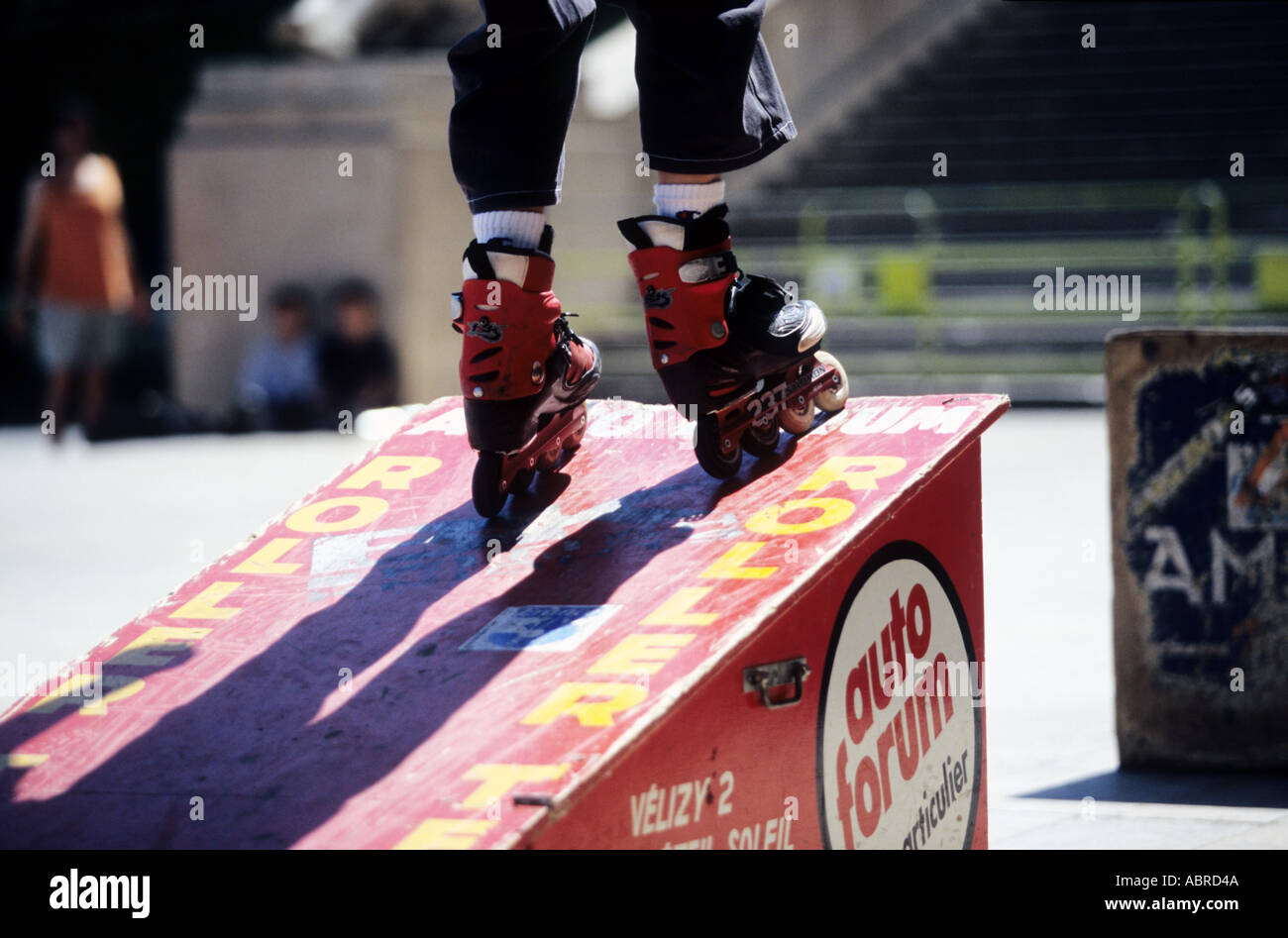 Roller skater jumping a ramp in Trocadero plaza Paris France Stock ...