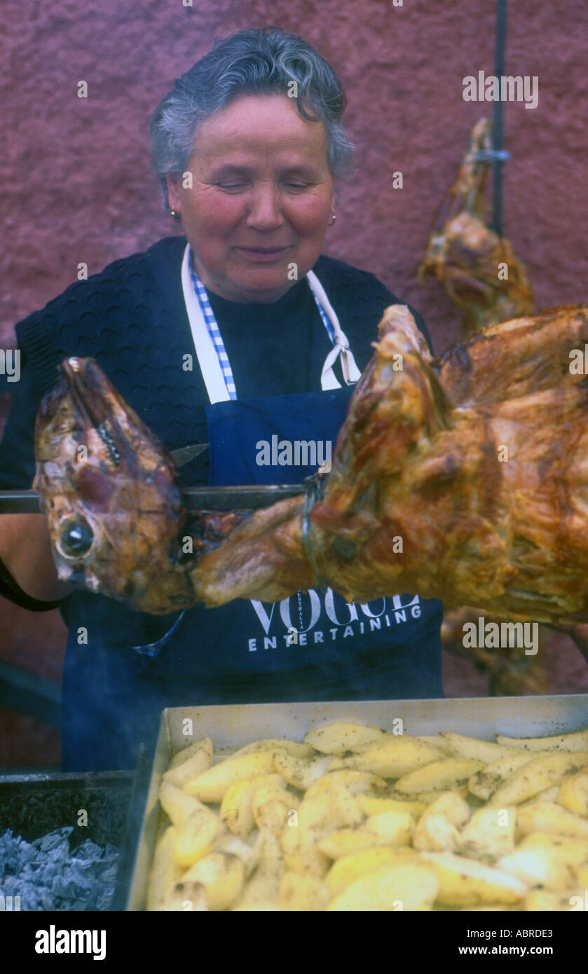 greece greek food and drink a traditional pascal lamb being roasted ...