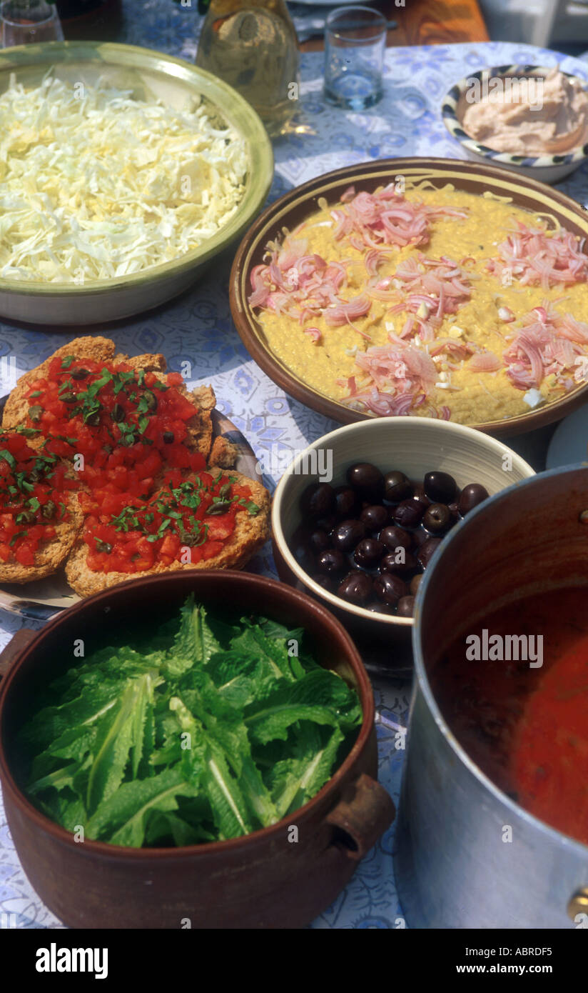 greece greek food and drink a tablefull of freshly prepared food Stock ...