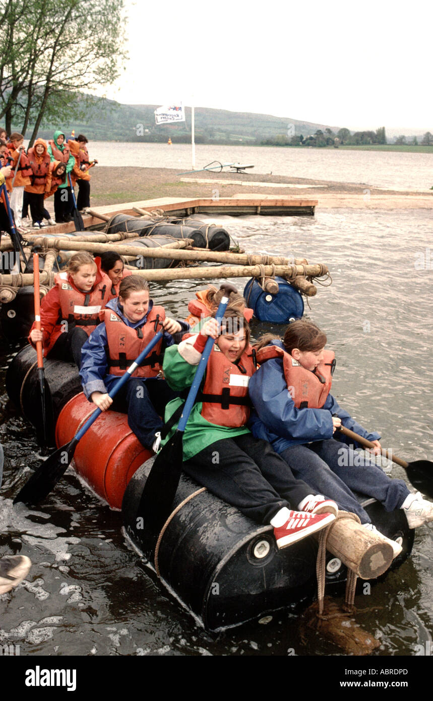 children on an adventure outing water rafting Stock Photo - Alamy