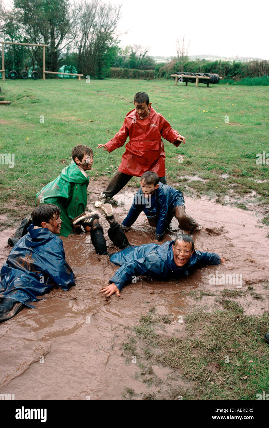 children playing at an adventure outing Stock Photo - Alamy