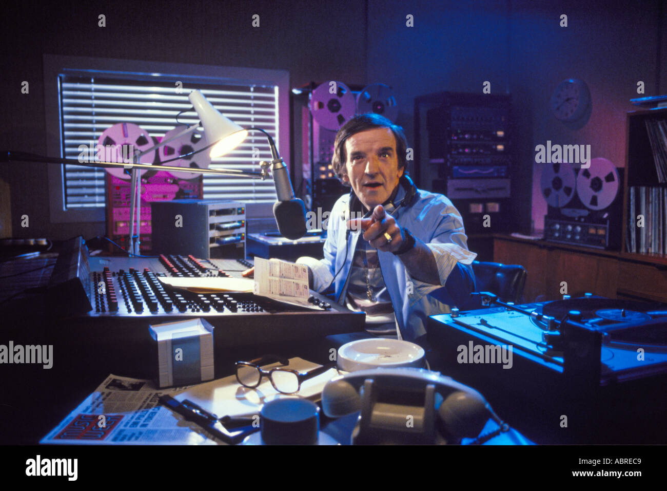 Alan Freeman disc jockey in radio studio PER0074 Stock Photo - Alamy