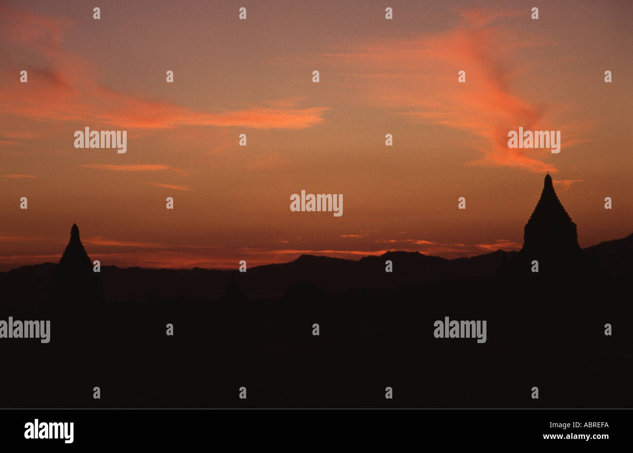 Bagan temples at sunset Stock Photo - Alamy