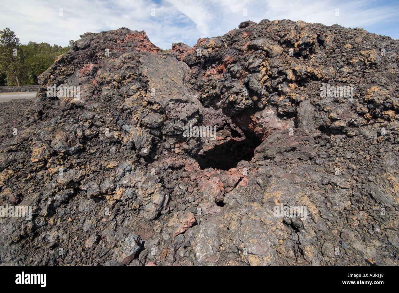 Multicoloured spatter arch, near Lua Manu Crater, Chain of Craters Road ...