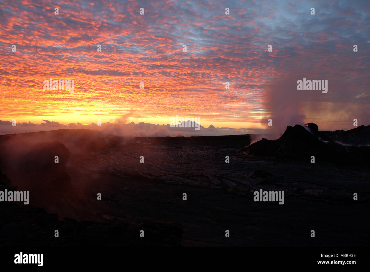 Pu u O o vent Sunrise and small spatter at the East pond vent Hawaii ...