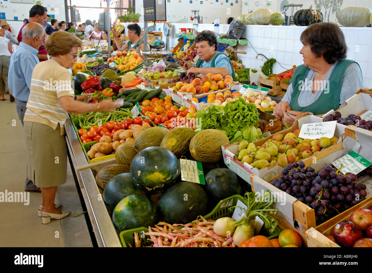 Europe Portugal Algarve Olhao Fruit and Vegetable Market Stock Photo ...