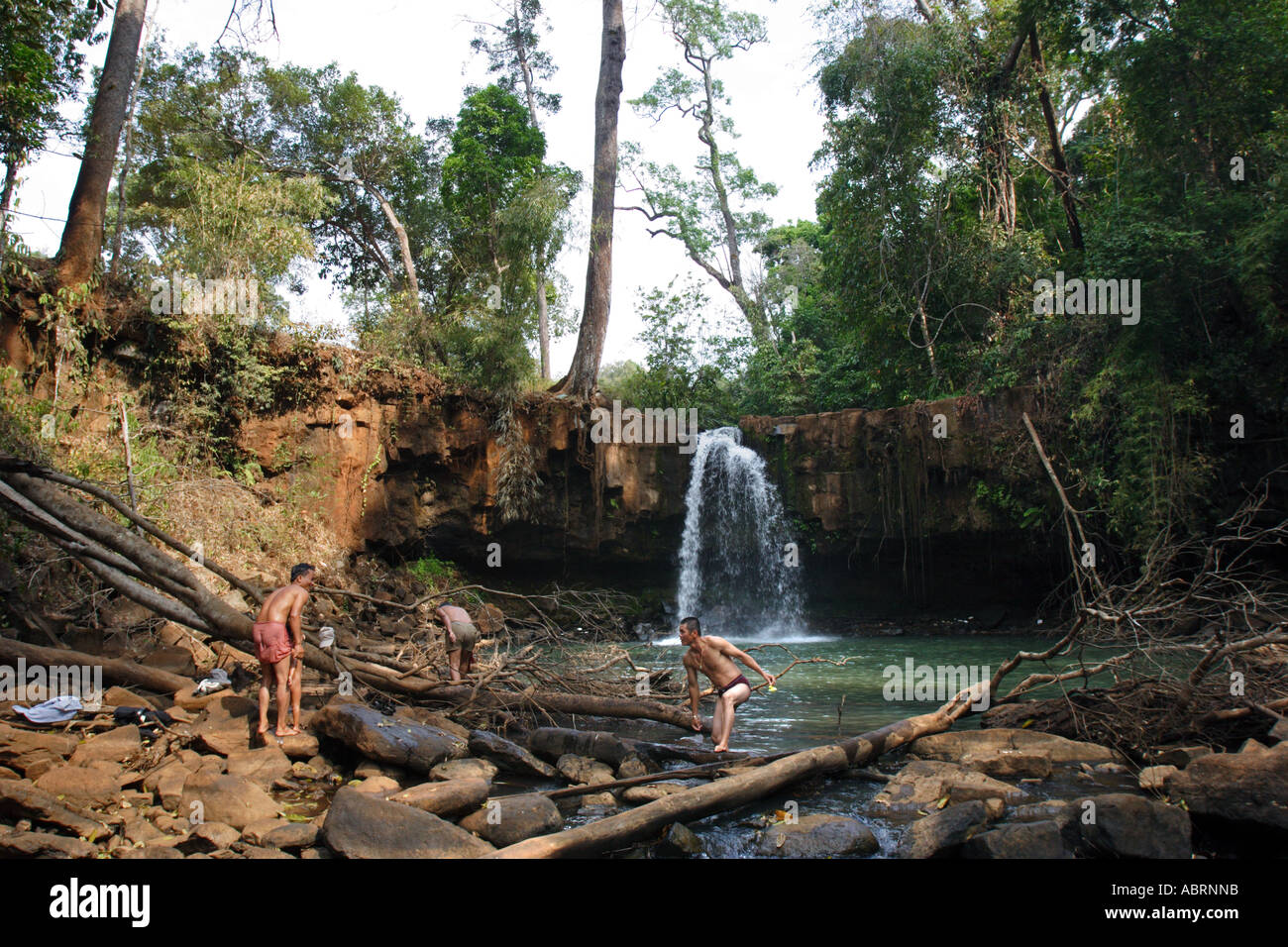 Locals swim at Rum Near Waterfall close to Sen Monorom in Mondulkiri ...