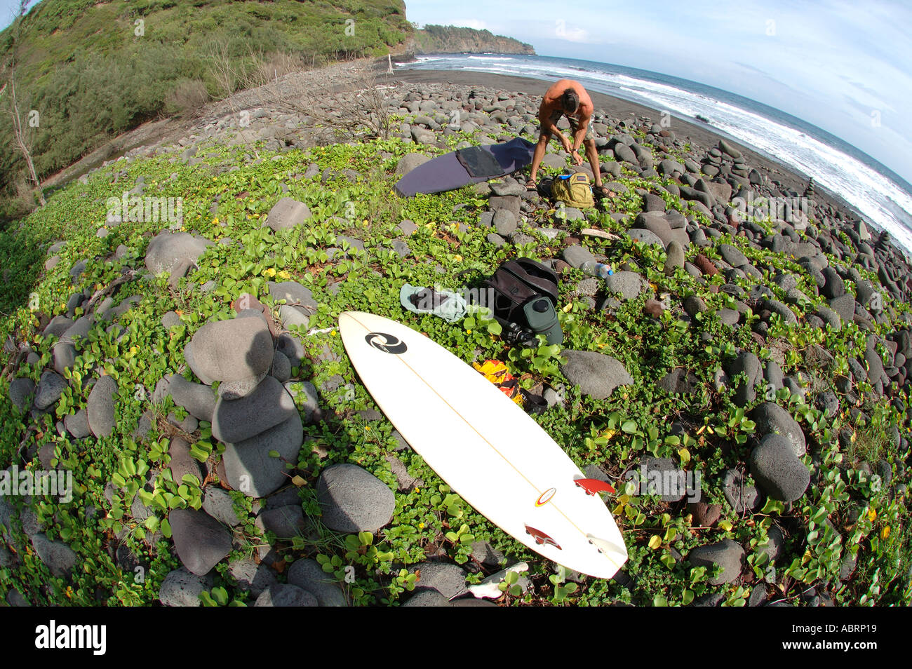 Pololu valley Realm surfboard and FCS G3 Hydrofoil fins The Big Island ...