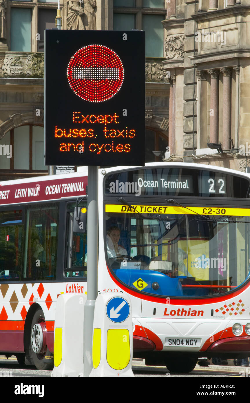Princes Street, Edinburgh, Scotland. Traffic control sign and bus Stock ...