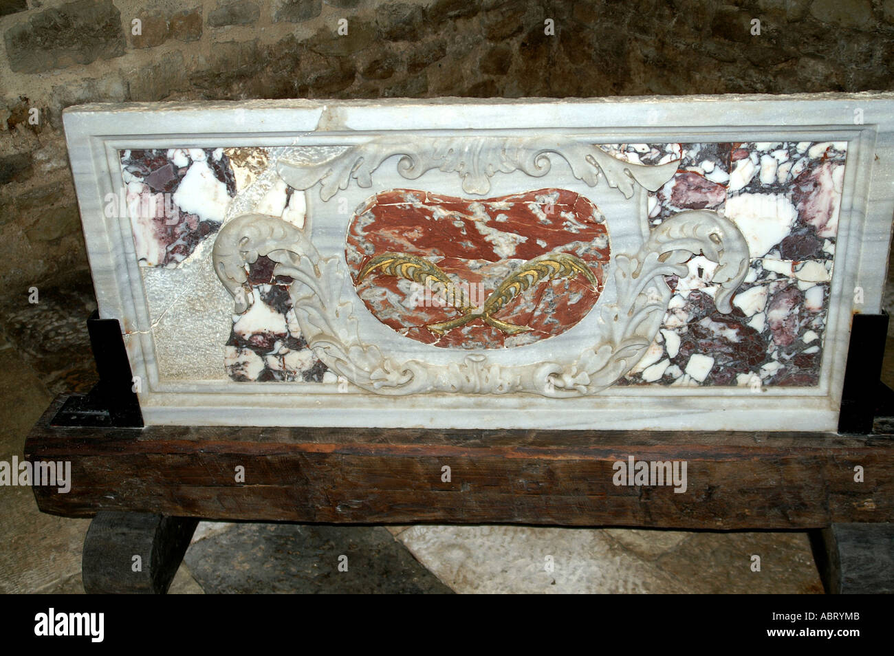 Carved marble in the Basilica of Euphrasius Porec Croatia Dalmatia ...