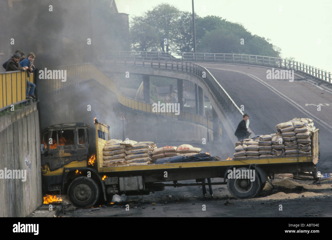 Catholic youth hijack and set lorry on fire Derry Londonderry at the ...