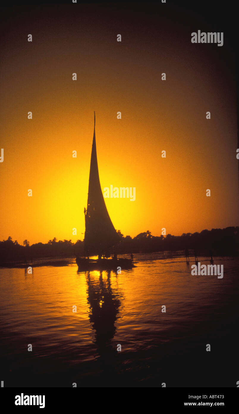 EGYPT Nile River Felucca Sailing at Sunset Stock Photo - Alamy