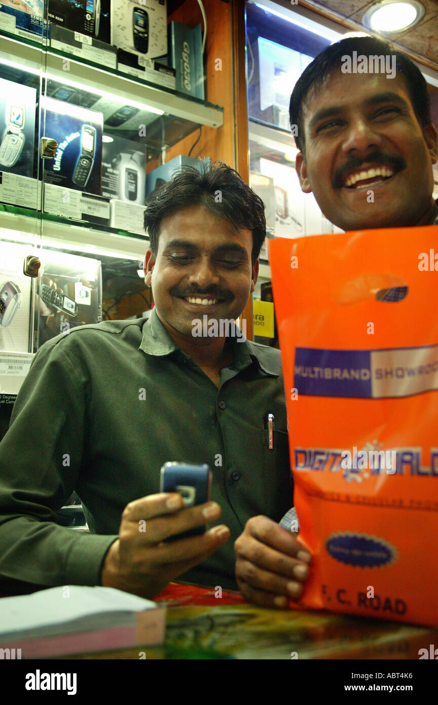 At the most popular mobile mobile phone shop in Poona India Stock Photo ...