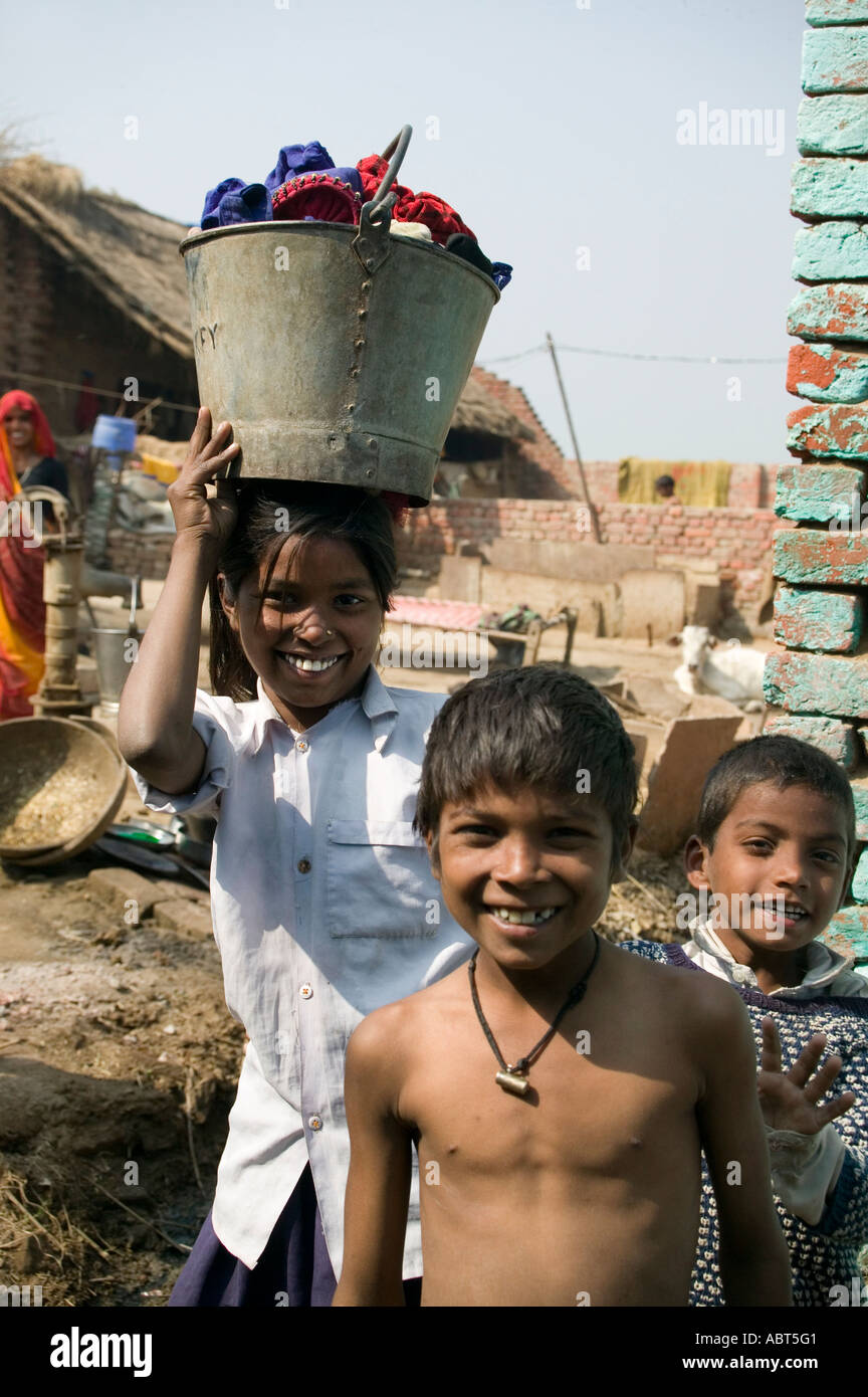 Children in a small farming community near Agra Uttar Pradesh India ...