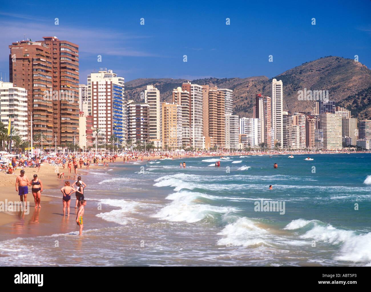Beach and Sea Front Hotels Benidorm Costa Blanca Spain Stock Photo - Alamy