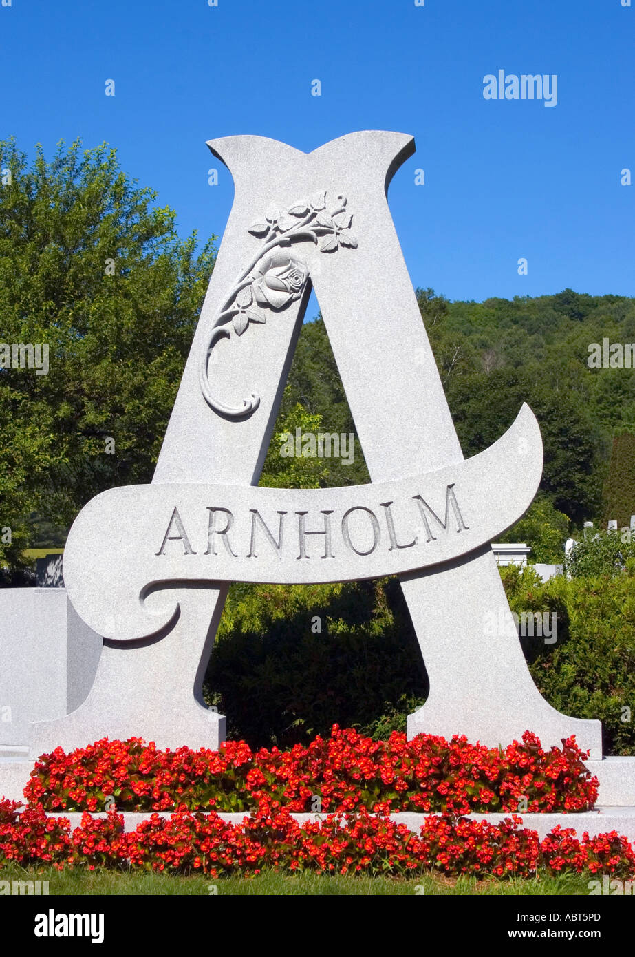 Capital A gravestone at the Hope Cemetery in Barre Vermont the granite ...